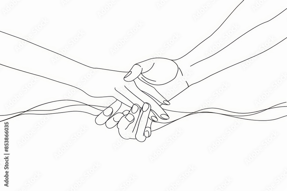 Line art modern illustration of the palms of babies and adults ...