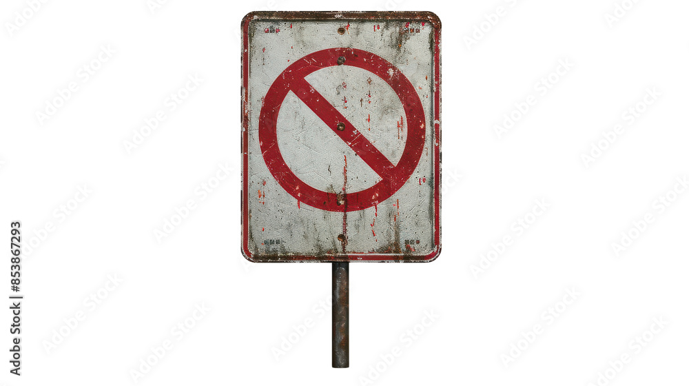 Rusty old no entry sign with weathered surface and peeling paint ...