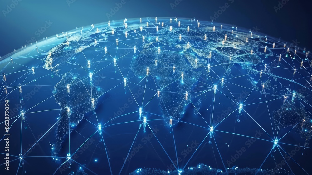 Global Connectivity: A 3D vector illustration of a group of people ...