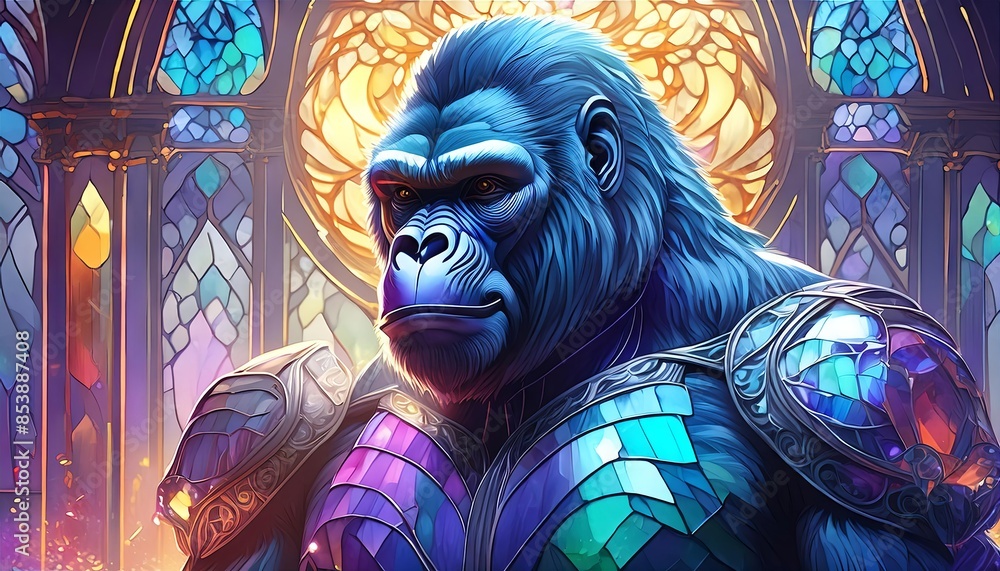 Monkey, chimpanzee, ape, orangutan, fantasy character with futuristic ...