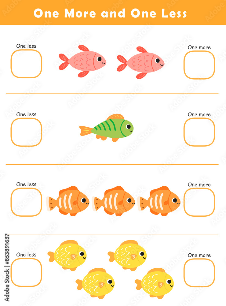 One More One Less Picture And Number Worksheet. Counting Games for ...