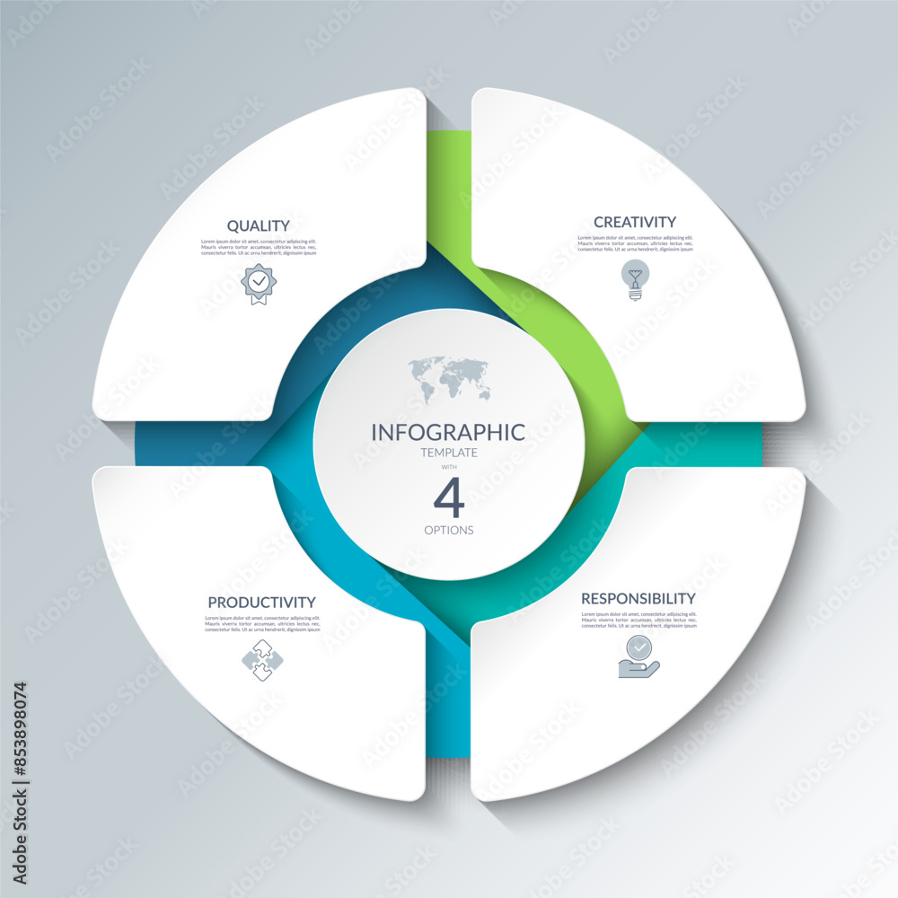 Infographic circular diagram with 4 options. Round chart that can be ...