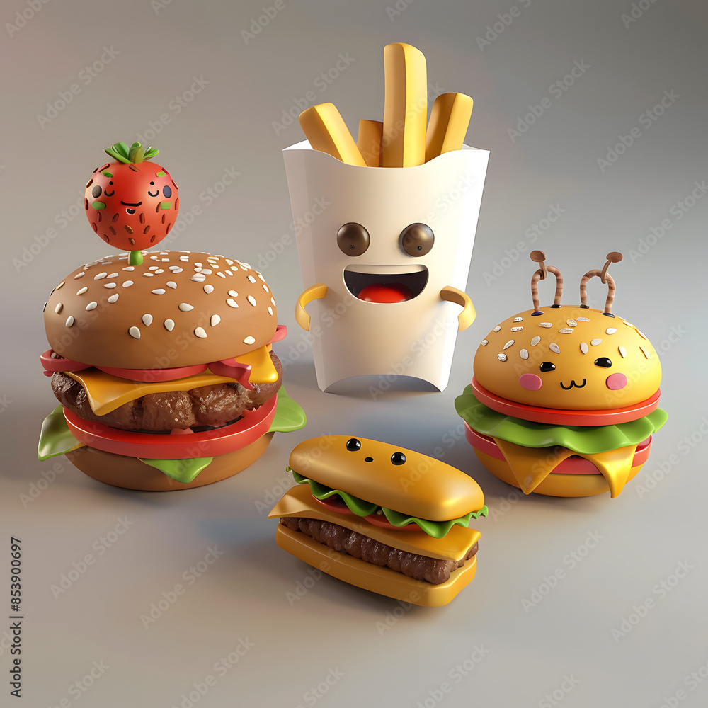 Cartoon food in 3D brings a playful and appetizing dimension to ...