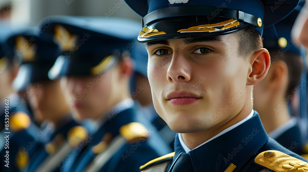 Military academy cadets in uniform during a graduation ceremony. Stock ...