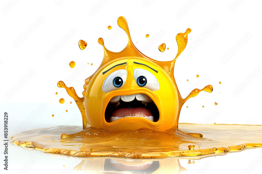 Melting Scared Emoji Splashing in Liquid Stock Illustration | Adobe Stock