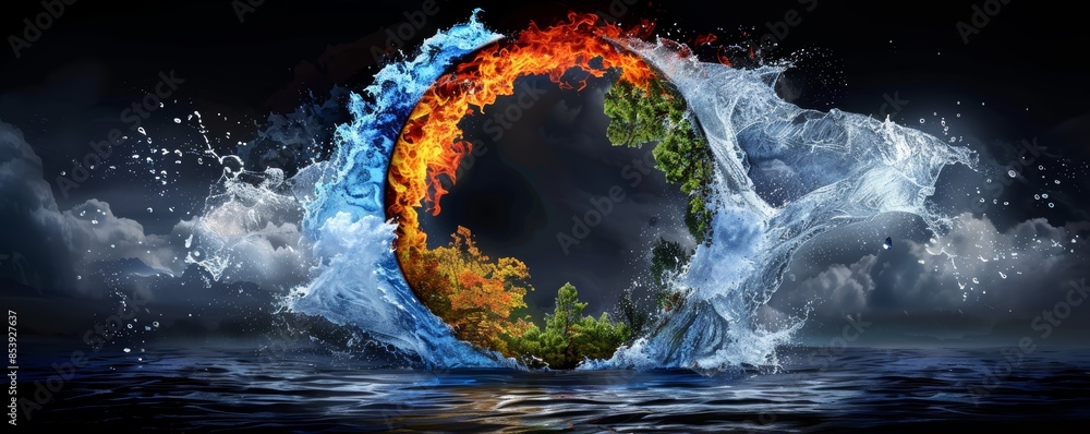 Breathtaking creative design Earth wind fire air water forming a ...