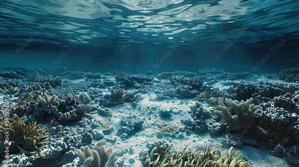 3D render of coral reefs dying from ocean acidification due to climate ...