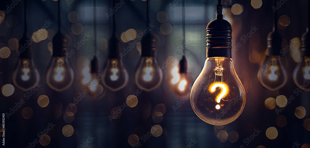 Hanging Question mark with light bulb concept, concept for assessments ...