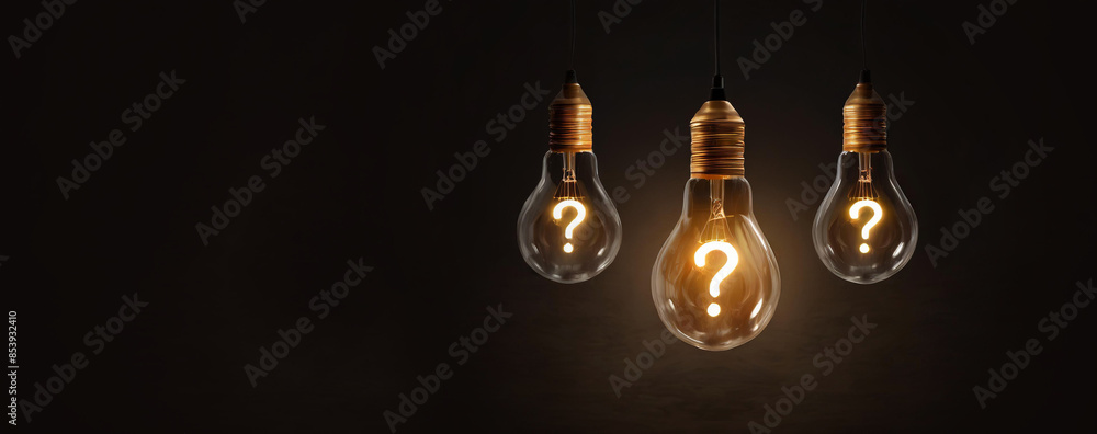 Hanging Question mark with light bulb concept, concept for assessments ...