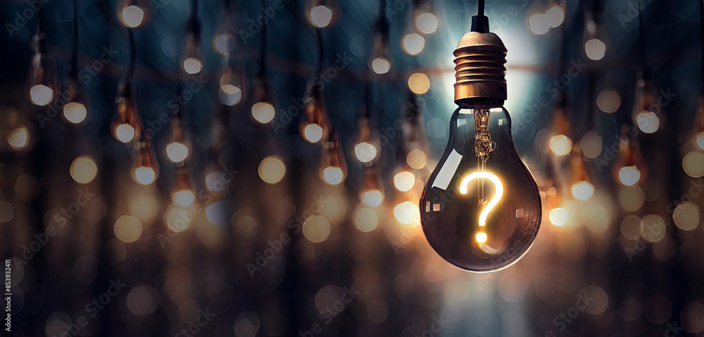 Hanging Question mark with light bulb concept, concept for assessments ...