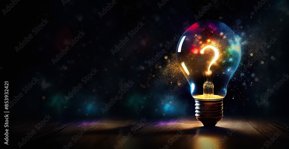 Question mark with bulb concept, concept for assessments, test, exam ...