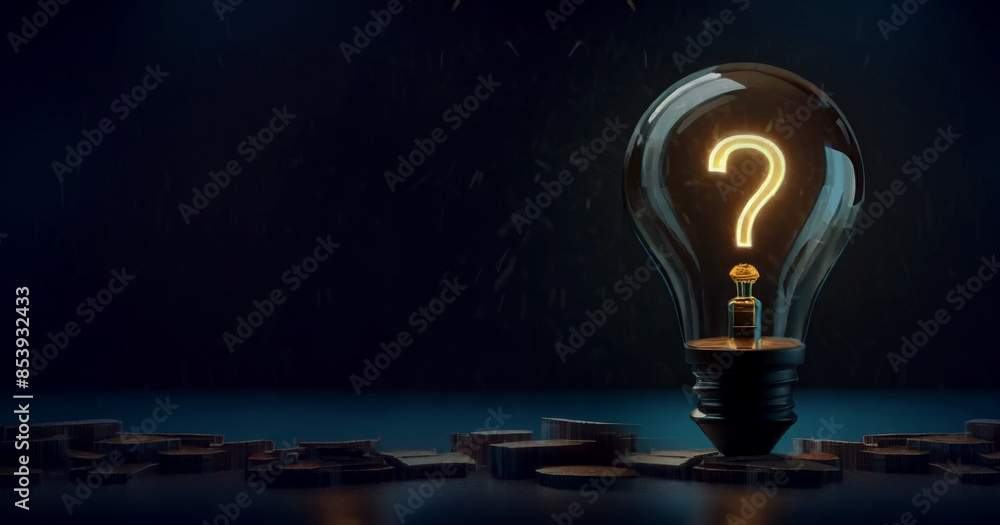 Question mark with bulb concept, concept for assessments, test, exam ...