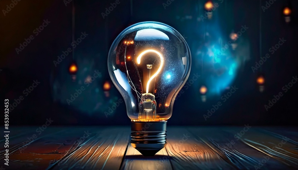 Question mark with bulb concept, concept for assessments, test, exam ...