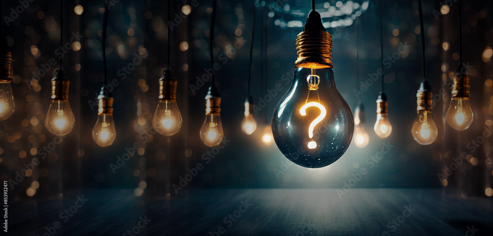 Hanging Question mark with light bulb concept, concept for assessments ...