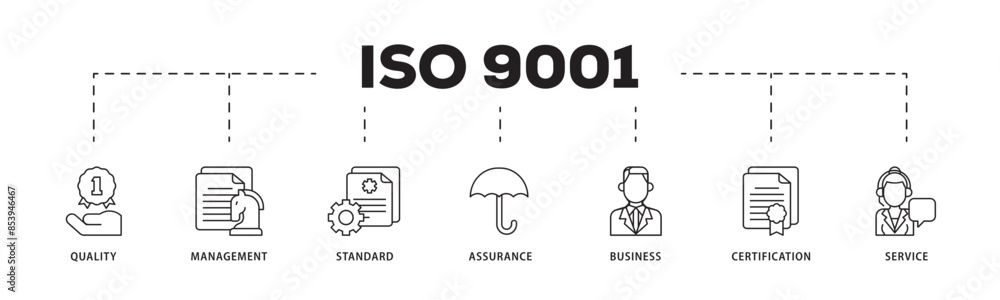 ISO 9001 icon infographic illustration concept with icon of ...