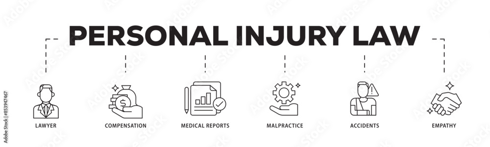 Personal injury law icon infographic illustration concept with icon of ...