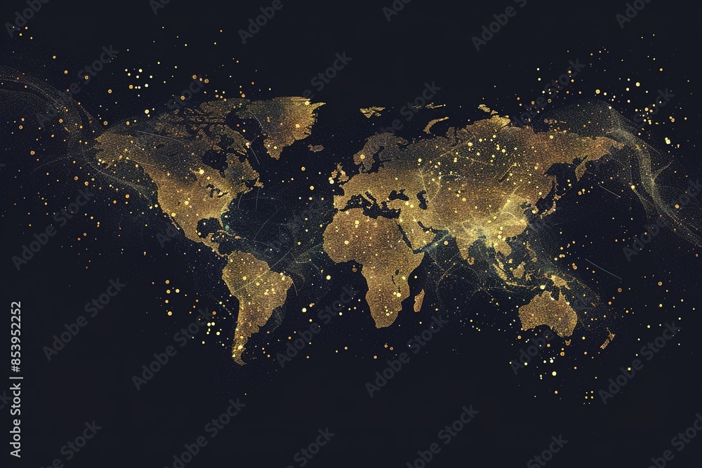 seamless pattern flat illustration style, world map Low poly design of ...