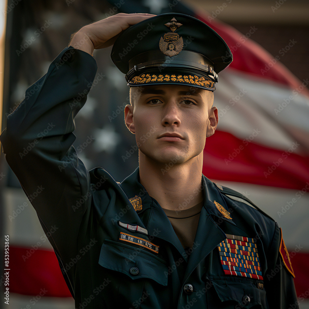 Shot of a young soldier standing and saluting outdoors, Patriotic young ...