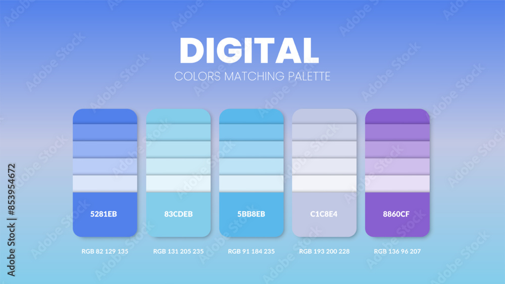 Color palette guide in Digital colour theme collection. Color ...