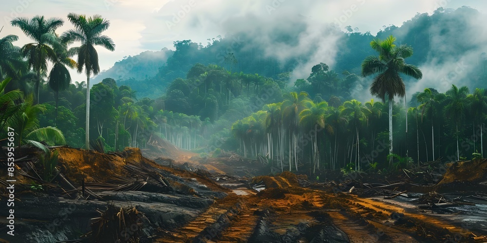 Tropical rainforest deforestation threatens ecosystem habitat fauna and ...