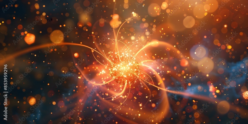 Gas particles energized influenced by electromagnetic forces in a field. Concept Electromagnetic ...