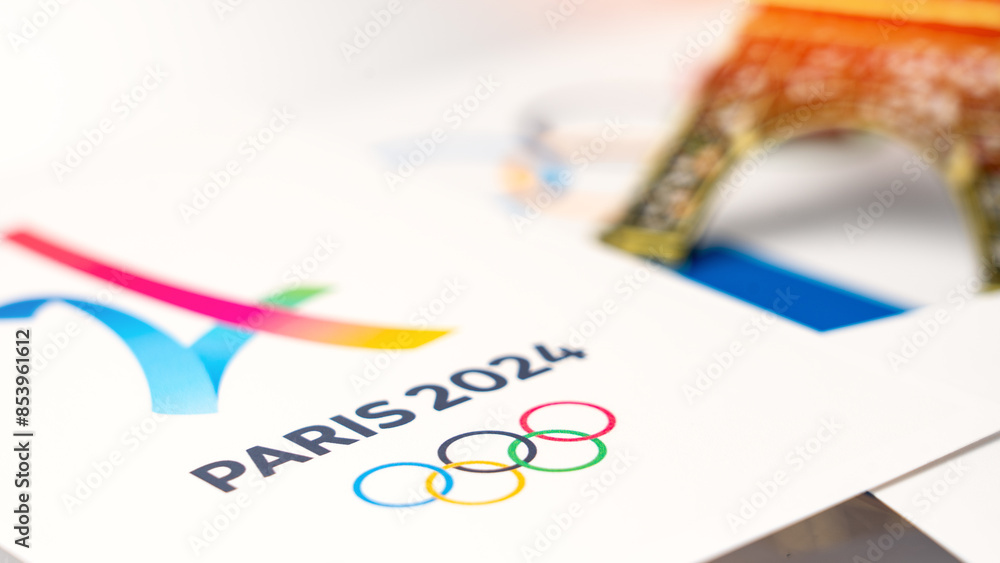 Moscow January 29, 2024, Paris Olympics 2024, Olympic paraphernalia ...
