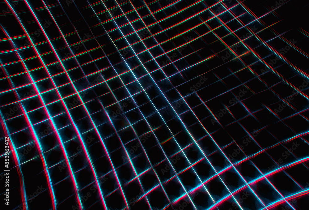 Computer neon low polygon map surface with chromatic aberration Stock ...