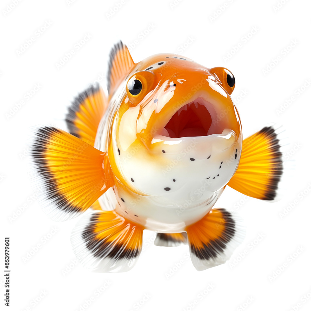 Delightful Small Clownfish with a Cute Smile isolated on a transparent ...