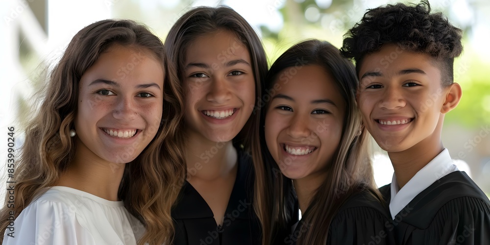 Group of students in graduation attire educational achievement ...