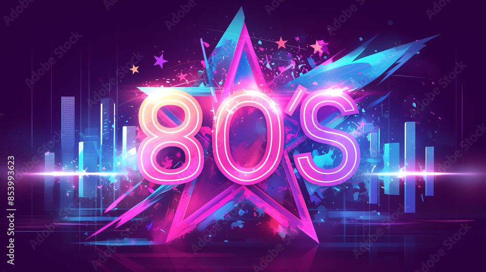80's theme background in neon colors design Stock Illustration | Adobe ...