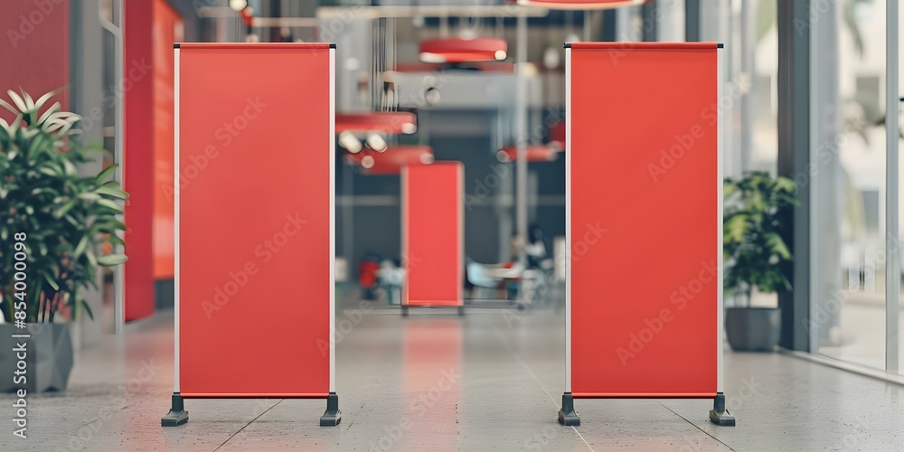 Mockup for two vertical rollup banners for a trade show display ...