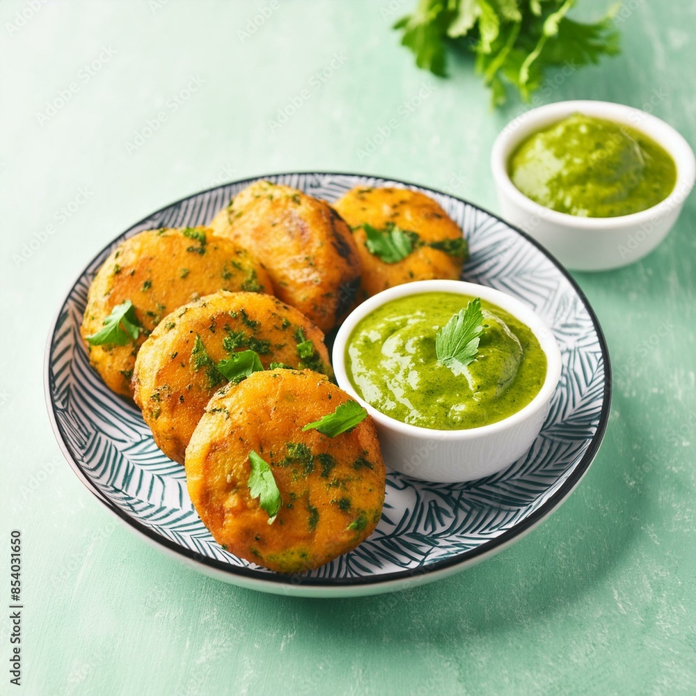 Indian street food aloo tikki also called tiki, potato patties, patty ...