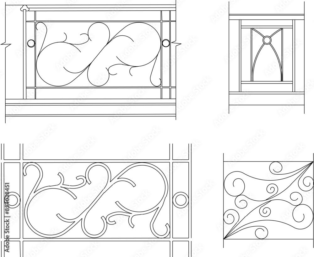 Sketch, vector silhouette illustration, detailed design of a classic ...