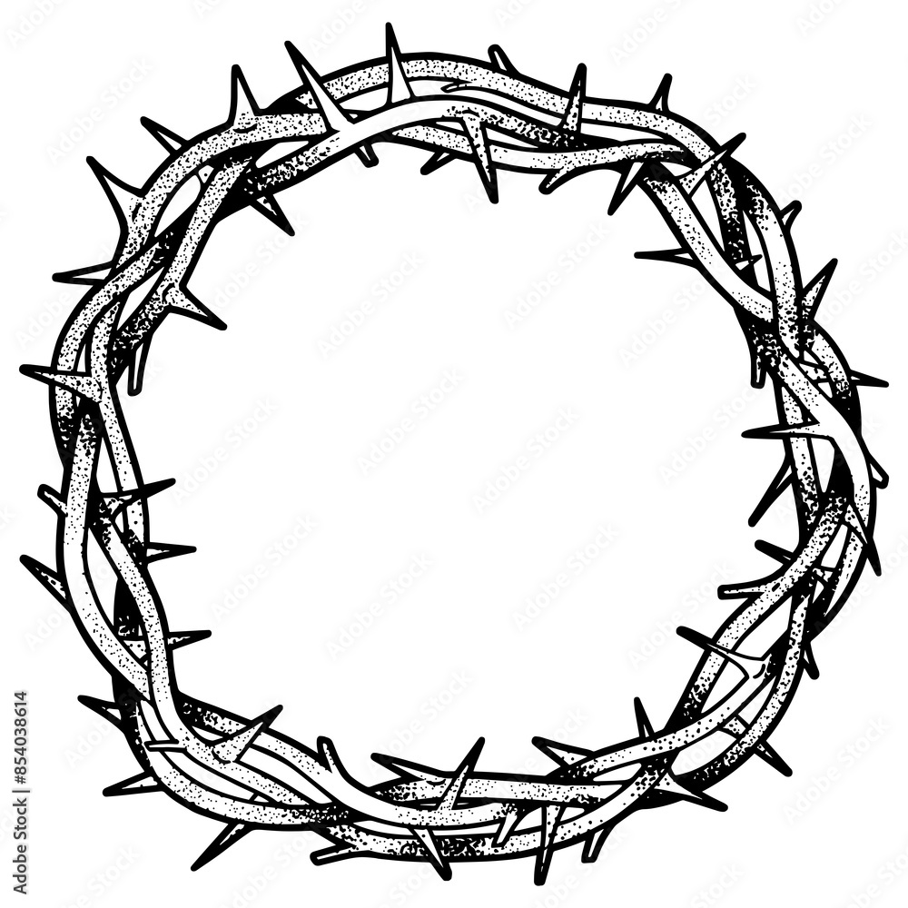 Crown of thorns tattoo sketch engraving PNG illustration. T-shirt ...