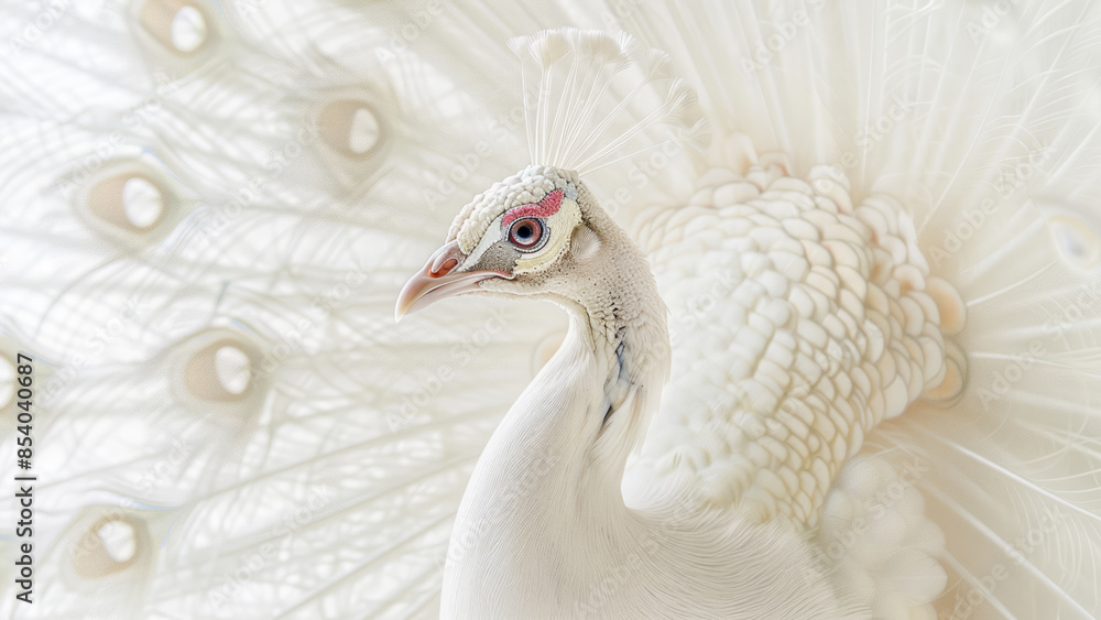 Poster A Rare Albino Peacock With Striking White And Pale Plumage