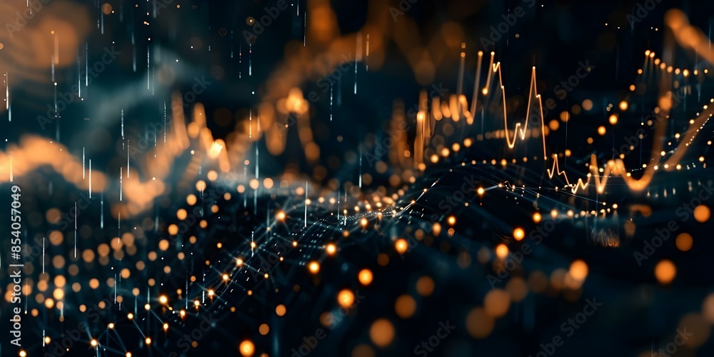 Abstract Black Background With Floating Analogdigital Waveforms For Signal Processing Concept