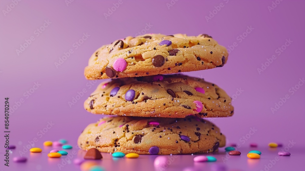 Animated cookies pack and a few cookies placed in front, against a ...