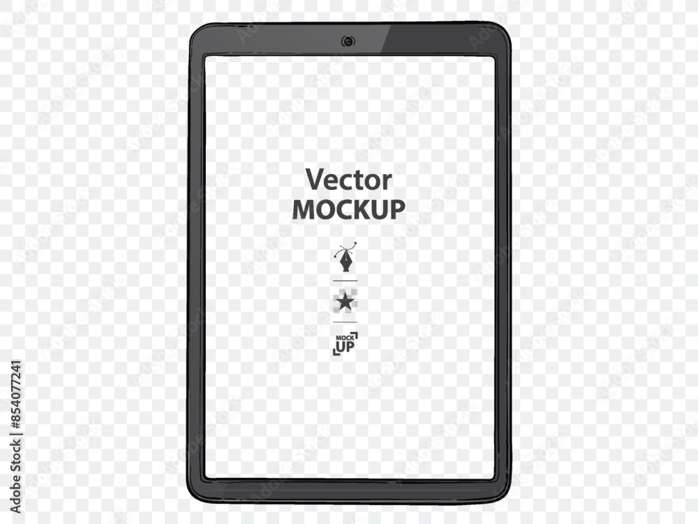 Tablet Computer Screen Vector Drawing Illustration with Transparent ...