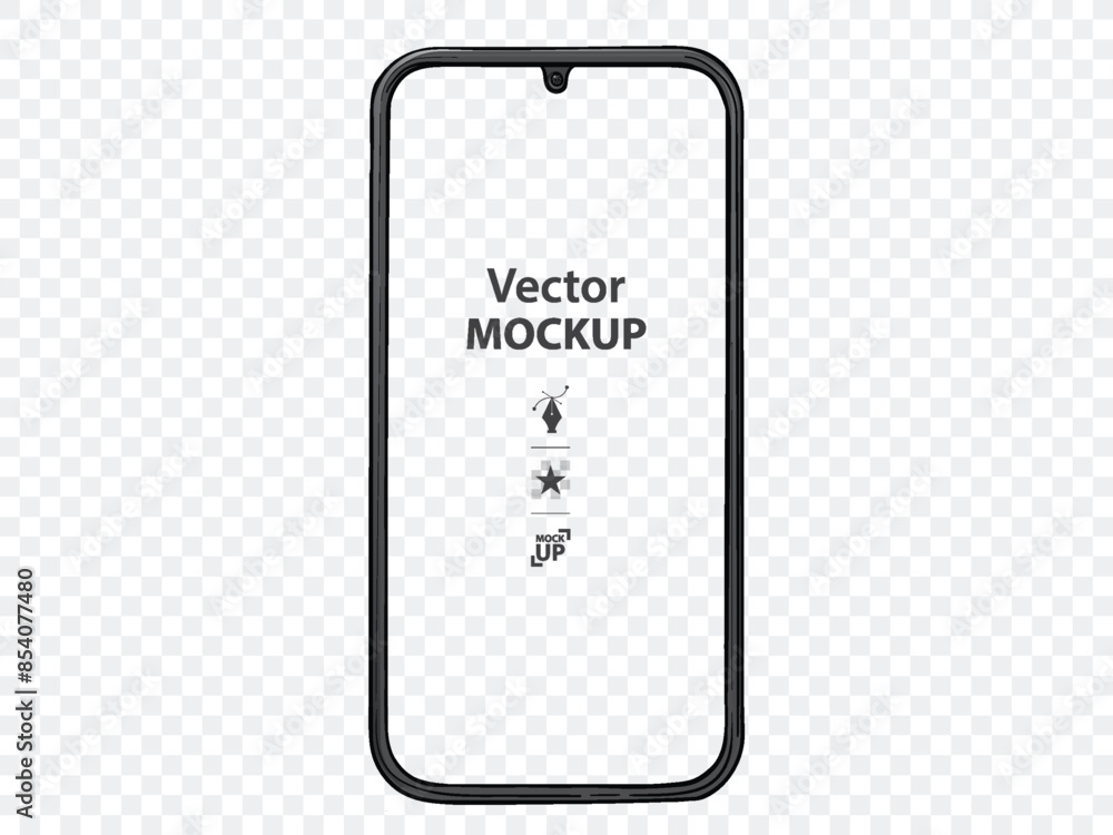 Mobile Phone Screen Vector Drawing Illustration with Transparent ...