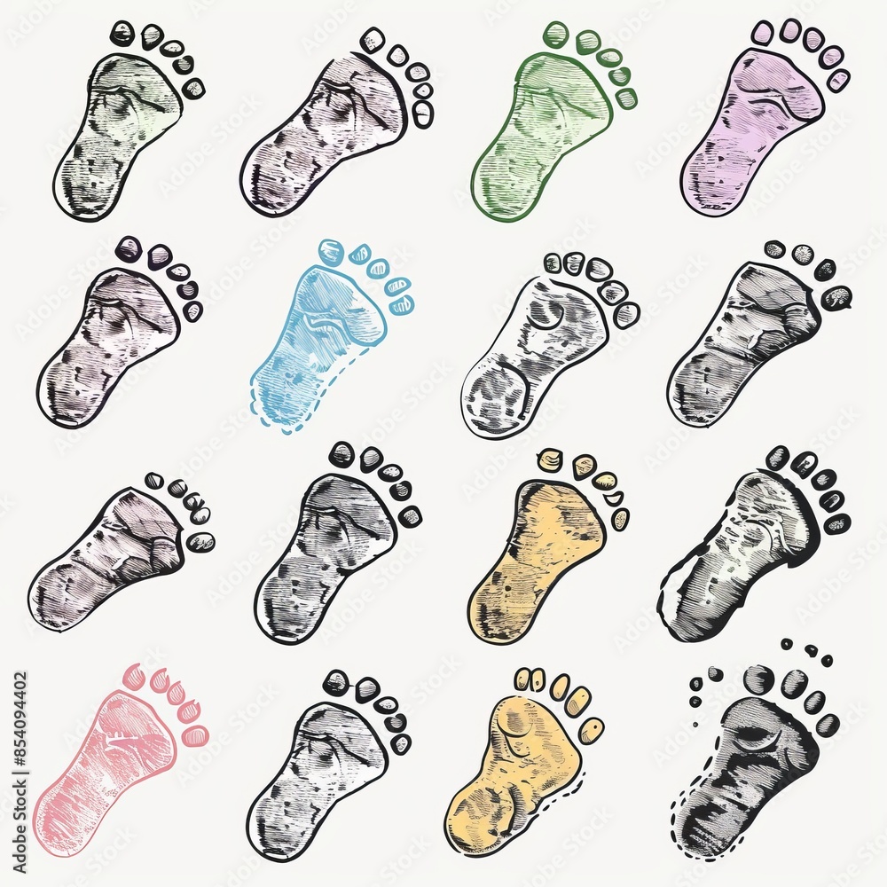 Footprint icon, aliens foot print symbol, humanoids barefoot sprint ...