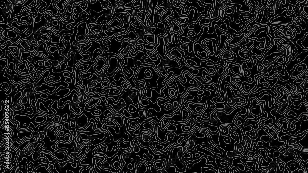 Gray outline topographic contour map abstract tech motion graphic ...