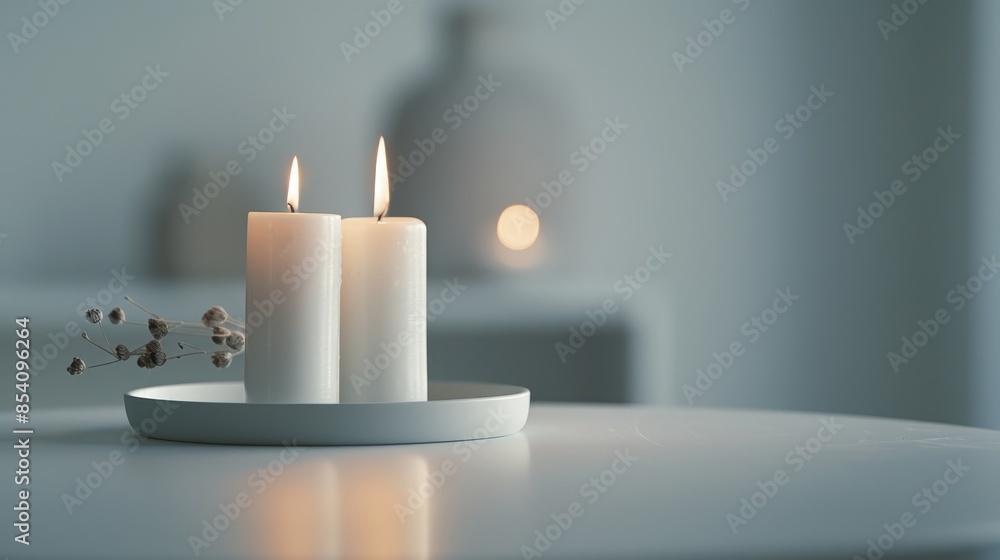 minimalistic white only one candles and candlesticks minimalist style ...