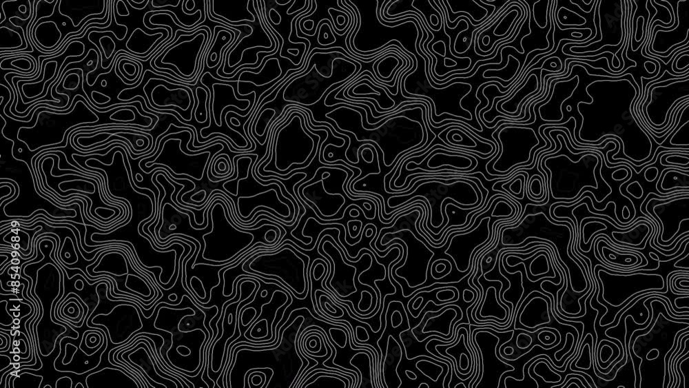 Gray Outline Topographic Contour Map Abstract Tech Motion Graphic Design Geometric Background