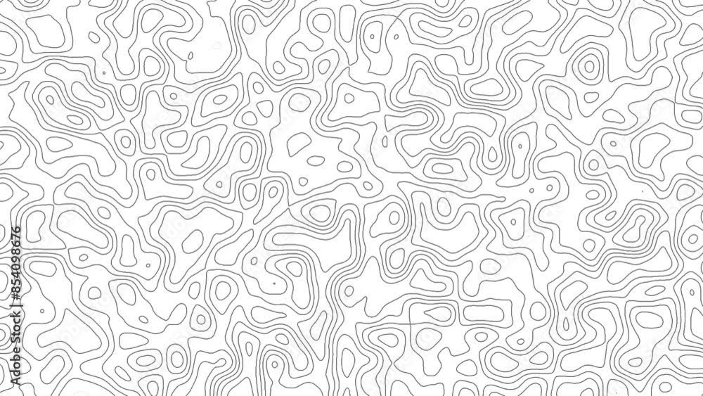 Gray outline topographic contour map abstract tech motion graphic ...