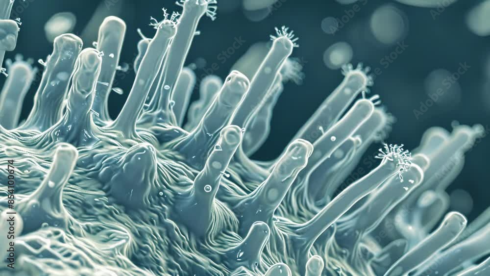 A scanning electron microscope animation of cilia on the surface of a ...