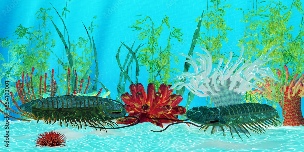 Trilobites on Sea Floor - Trilobite ptychoparia animal lived in the ...