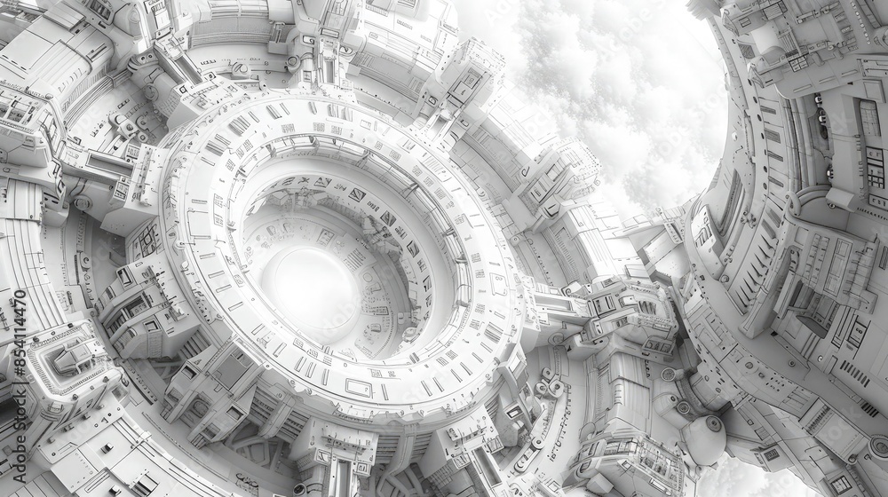 Grayscale Space Base on planet surface. Coloring page for adults. Stock ...