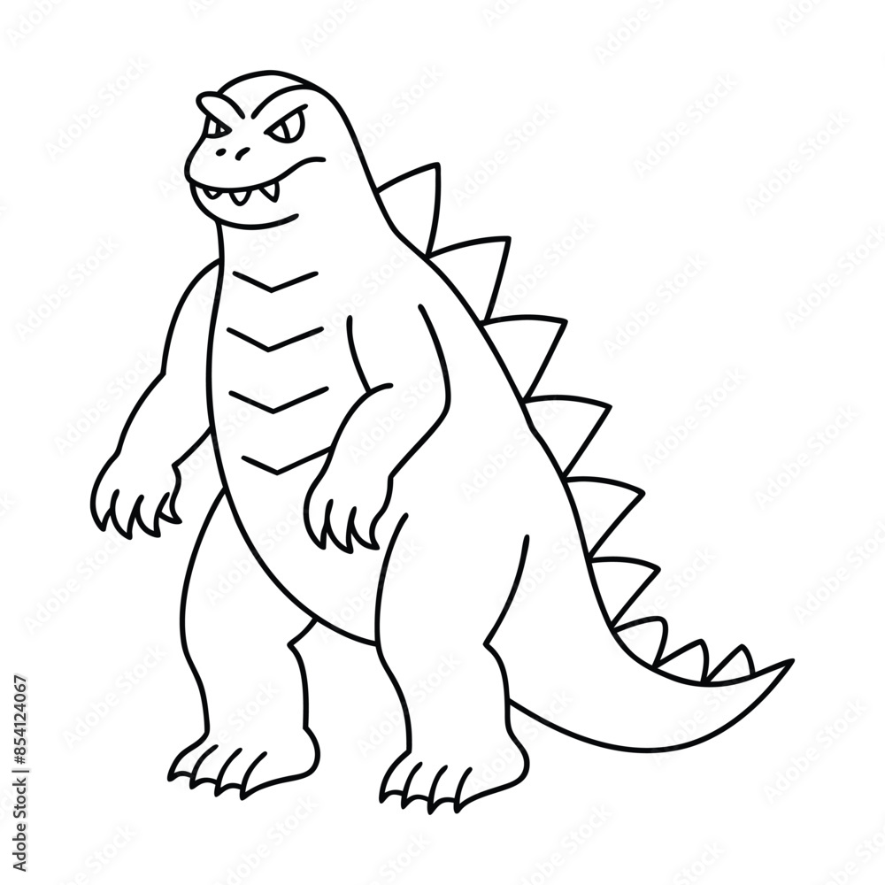 Godzilla Coloring Page: Simple Line Art Vector DrawingGodzilla Coloring ...