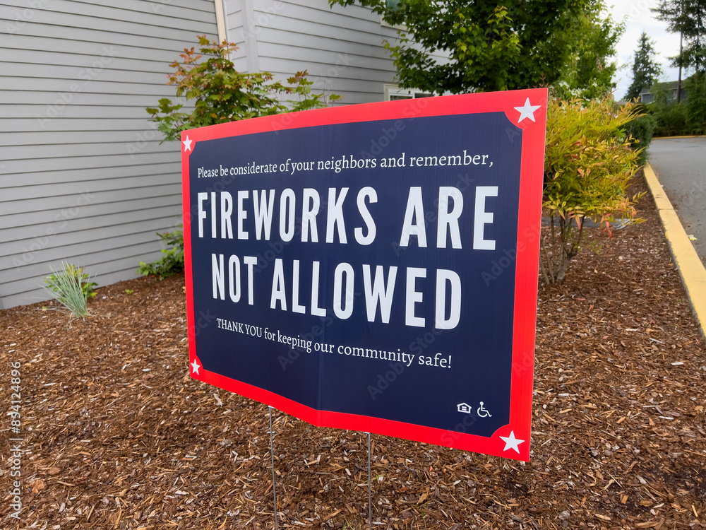 No Fireworks sign within an apartment complex before the Fourth of July ...