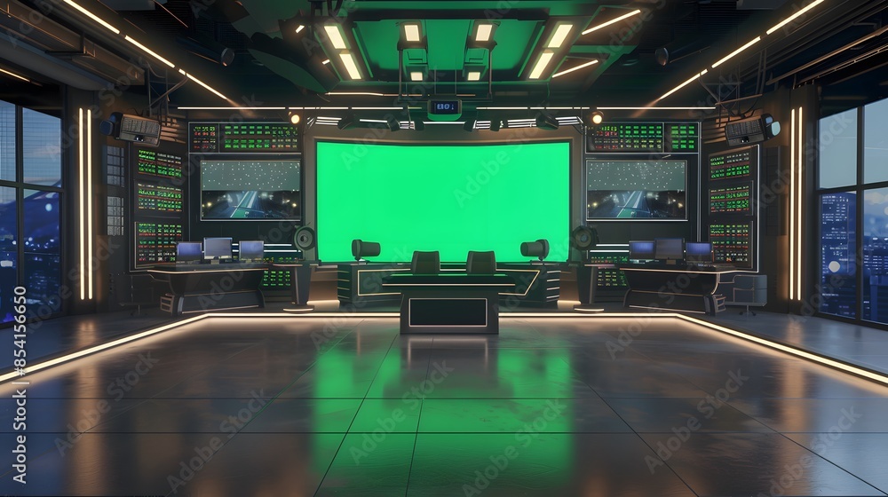 Foto de A modern virtual TV studio set designed for news broadcasting ...